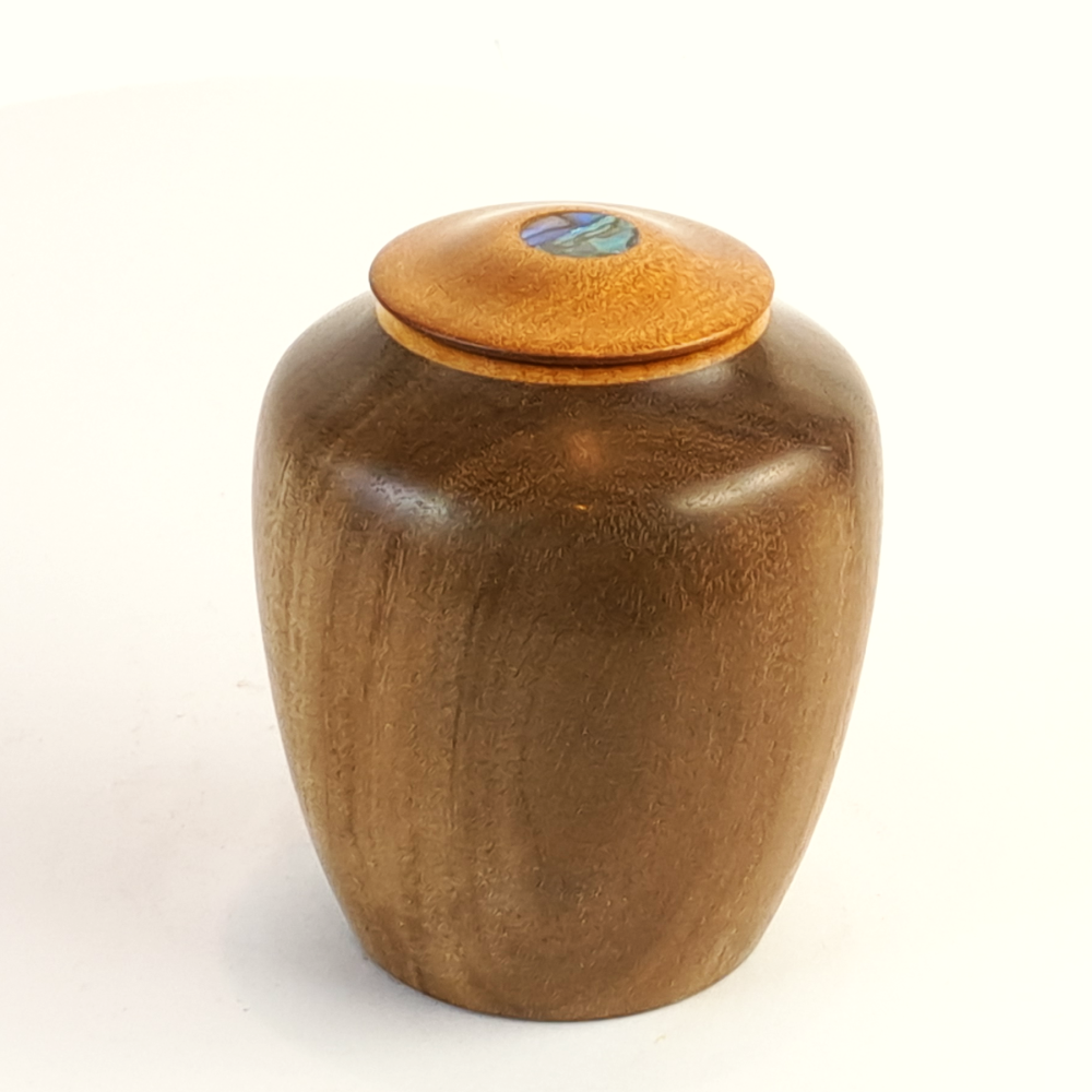 Display/Keepsake Mini- Puriri/Swamp Kauri/Paua – Urncraft